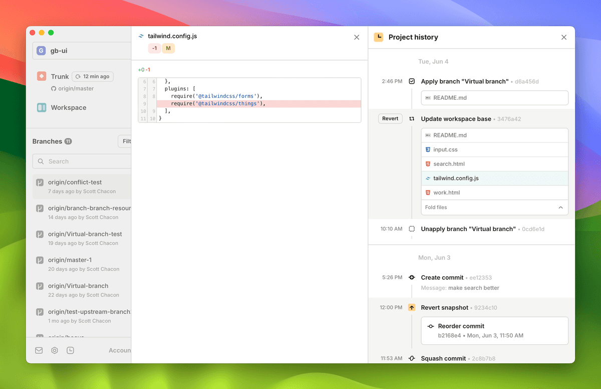 Project History | GitButler Docs